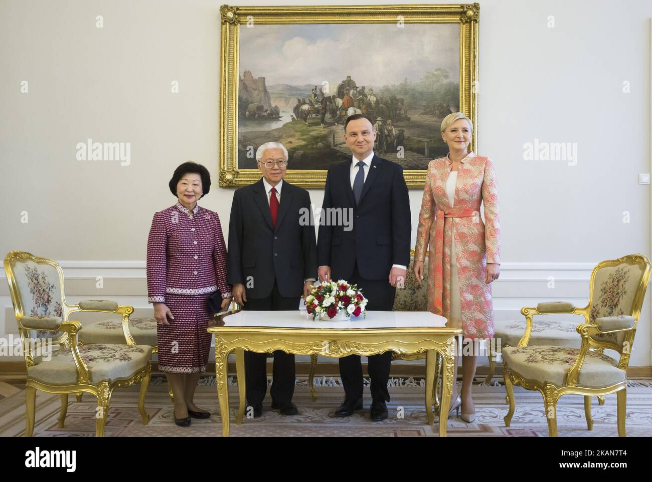 Polish President Andrzej Duda with his wife Agata Kornhauser-Duda and ...