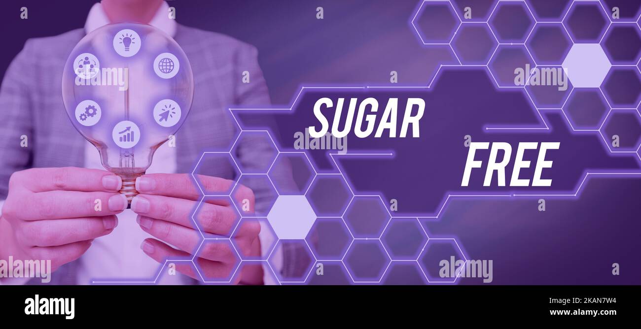 Conceptual caption Sugar Free. Word for do not contain sugar and only ...