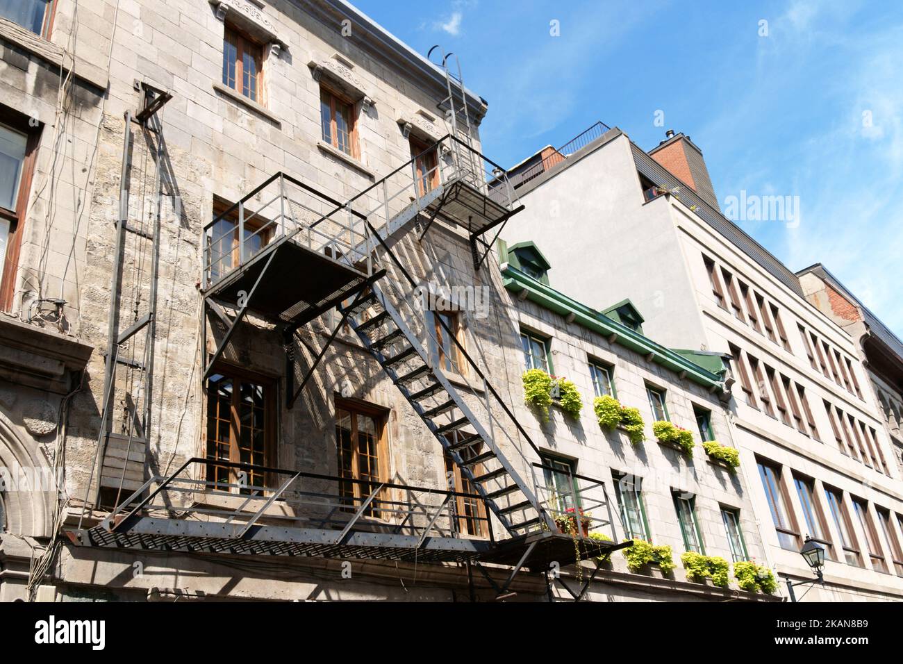 Some old apartment buildings in the old quarter of Vieux in Montreal ...