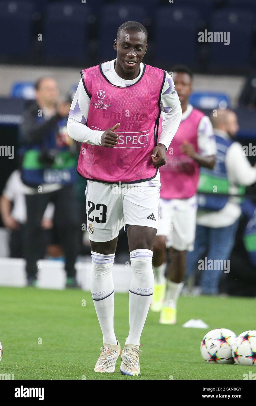 Ferland Mendy of Real Madrid warms up during the UEFA Champions League ...