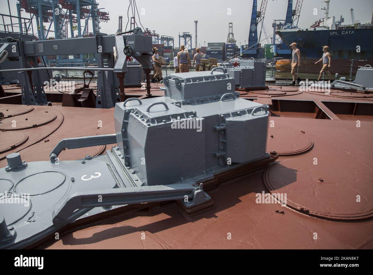 Russian Missile Cruiser “Varyag” docked at Tanjung Priok Harbour. The ...