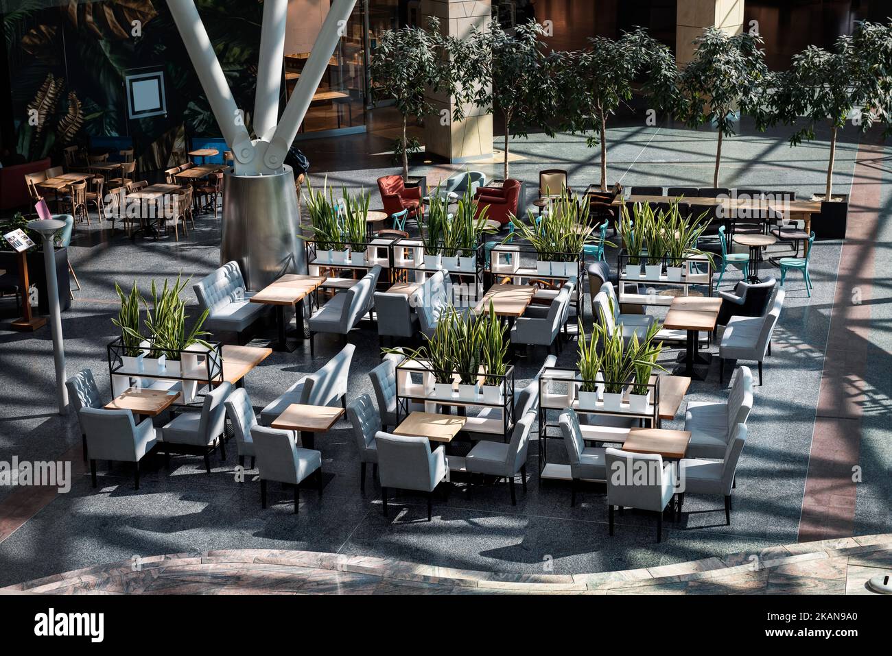 The interior of a cozy restaurant. Modern design in loft style. Top ...