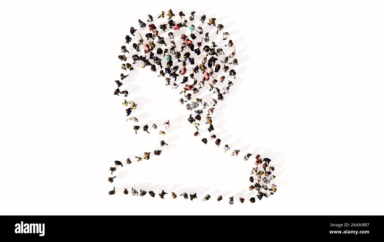 Concept or conceptual large gathering of people forming an image of a ...