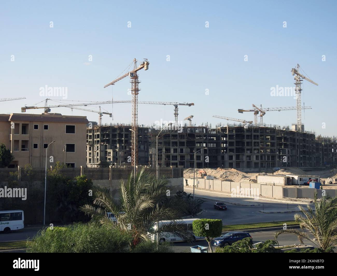 Giza, Egypt, October 16 2022: A construction site of new rise up of new ...