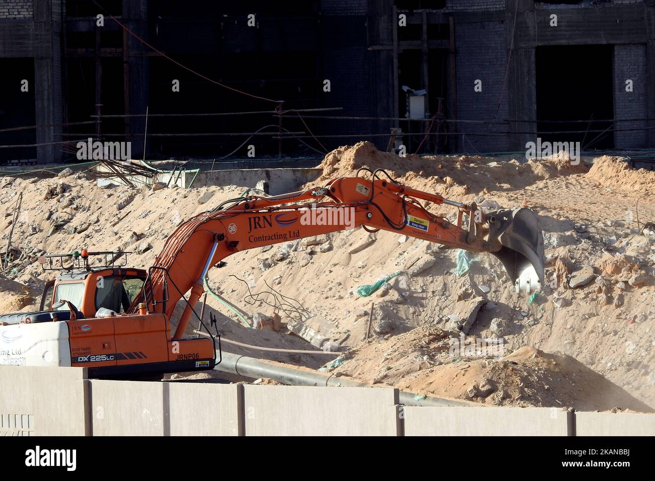 Giza, Egypt, October 16 2022: Excavator truck at a construction site of ...