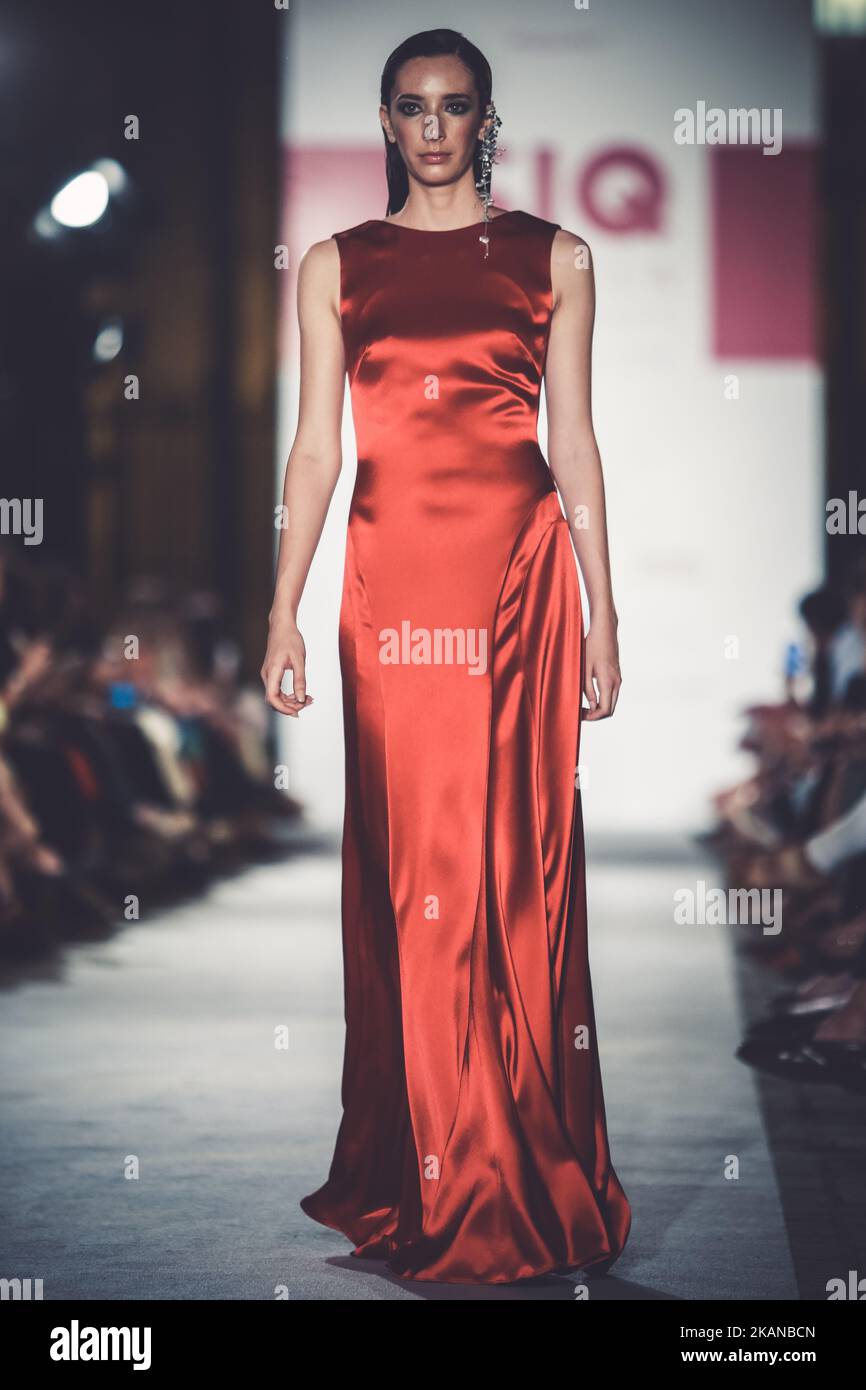 Model of Maria Jose Sarez walks on the catwalk in Seville on May 26 ...
