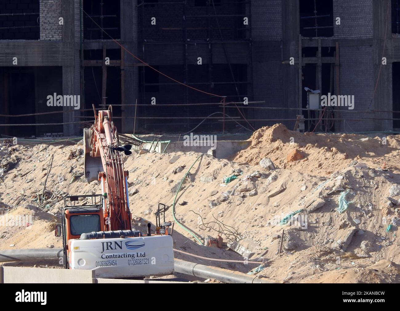 Giza, Egypt, October 16 2022: Excavator truck at a construction site of ...