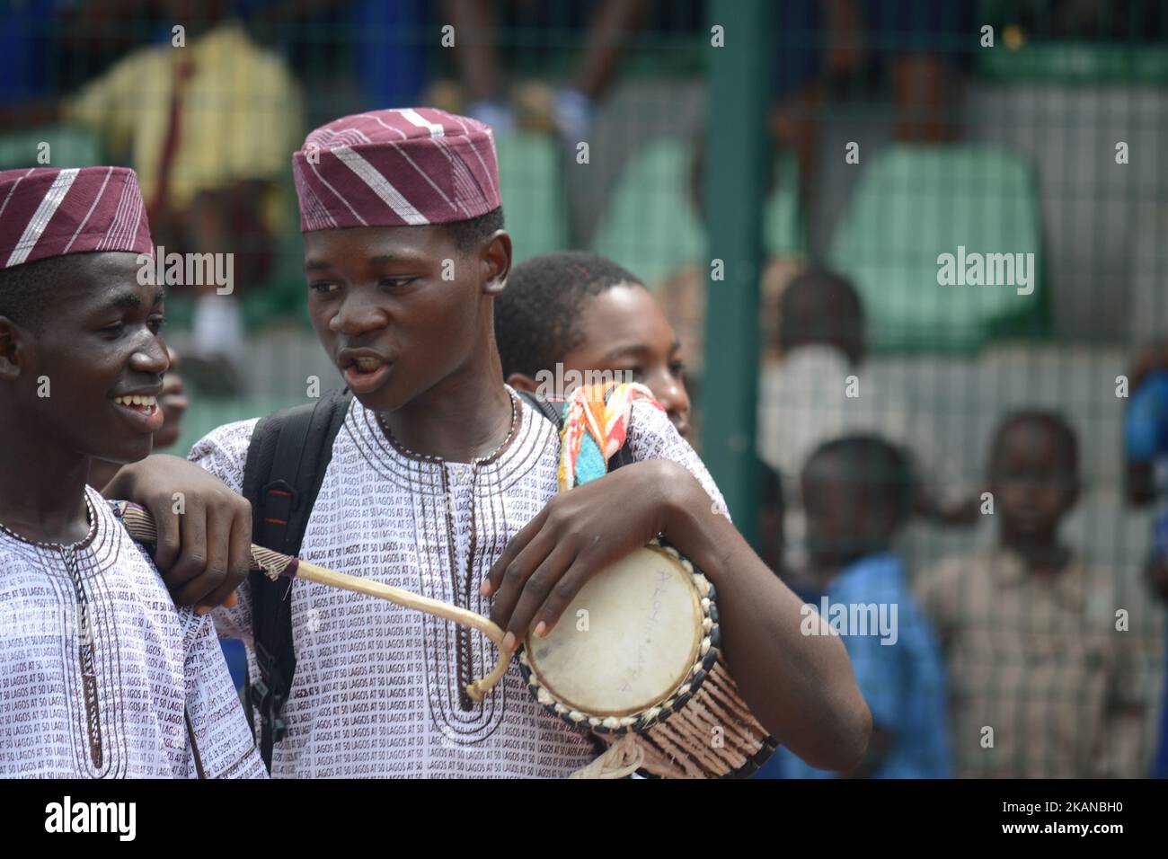 Pupils in native attire leave the stage after their cultural ...
