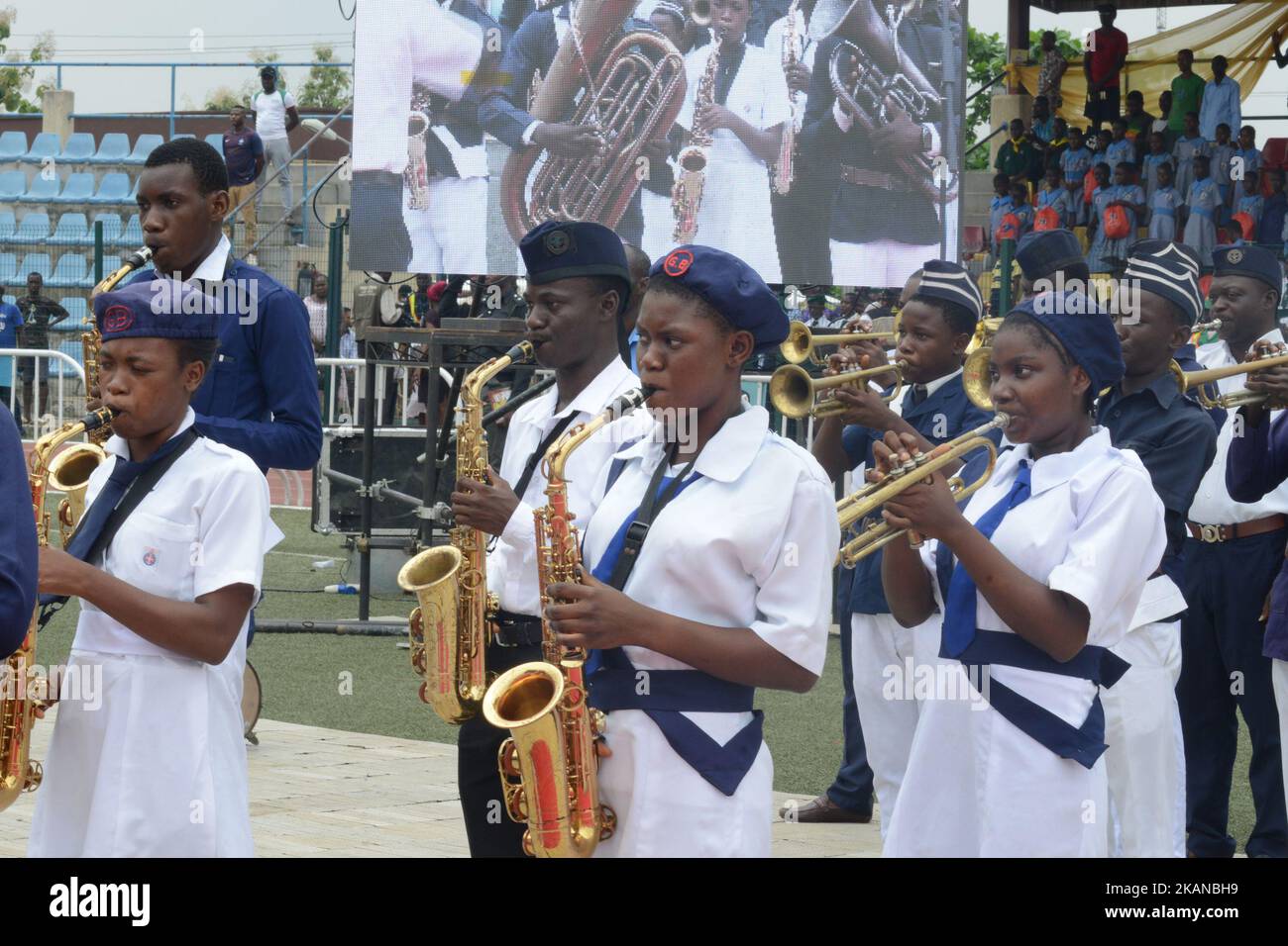 Members of Boys Brigade play during the Childrenâ€™s Day parade at ...