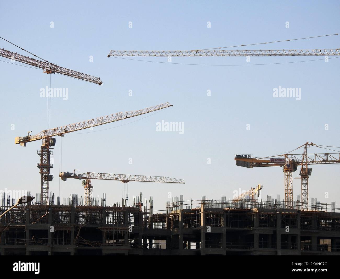 Giza, Egypt, October 16 2022: A construction site of new rise up of new ...