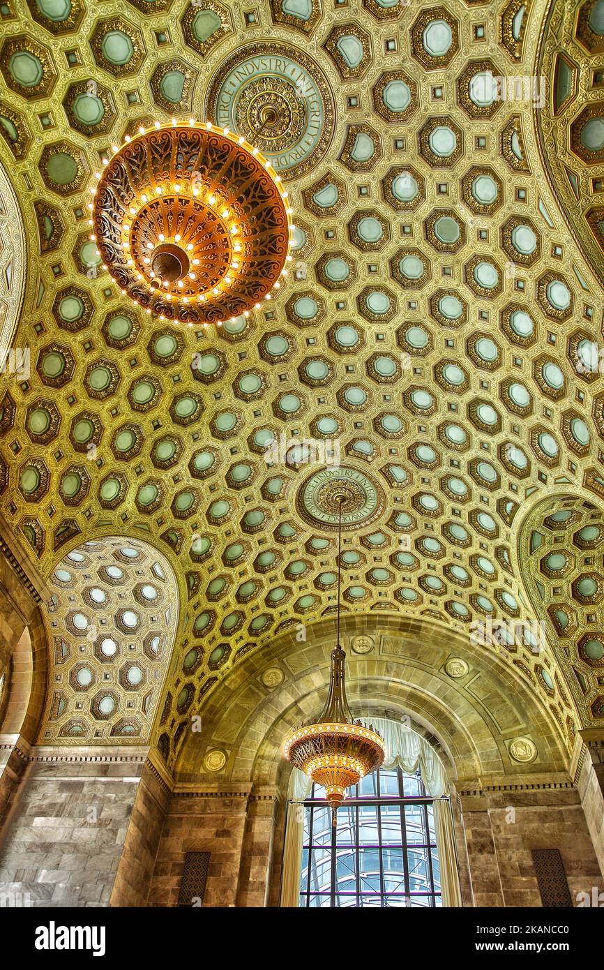 Ornate coffered ceiling in the Commerce Court Building in downtown ...