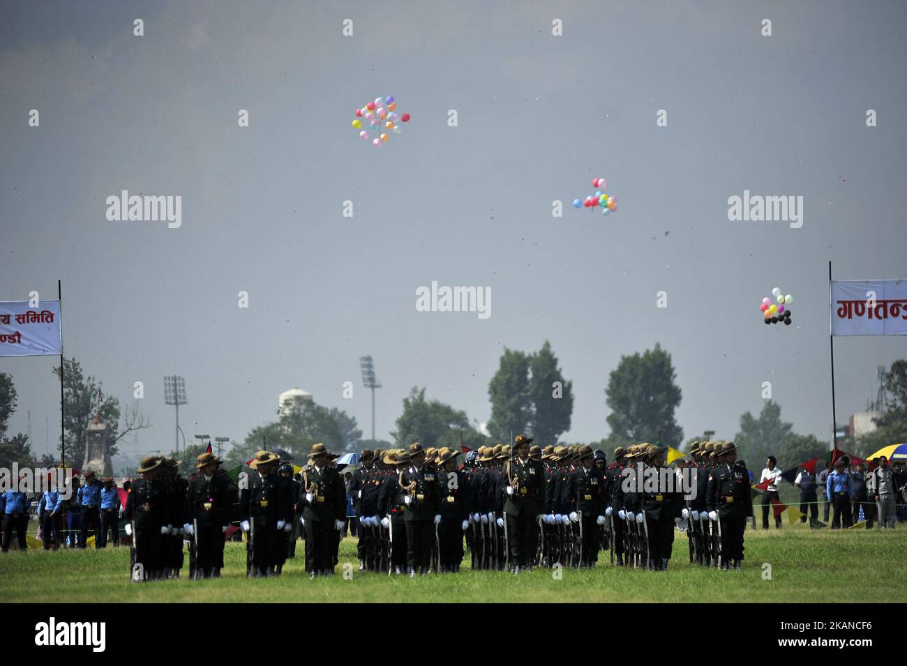Nepalese Army personnel march during the 10th Republic Day parade at ...