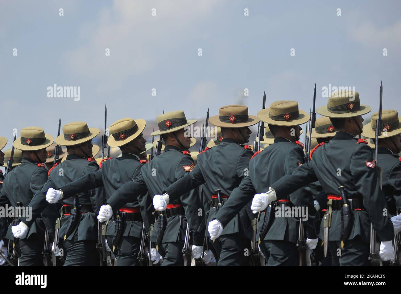 Nepalese Army personnel march during the 10th Republic Day parade at ...