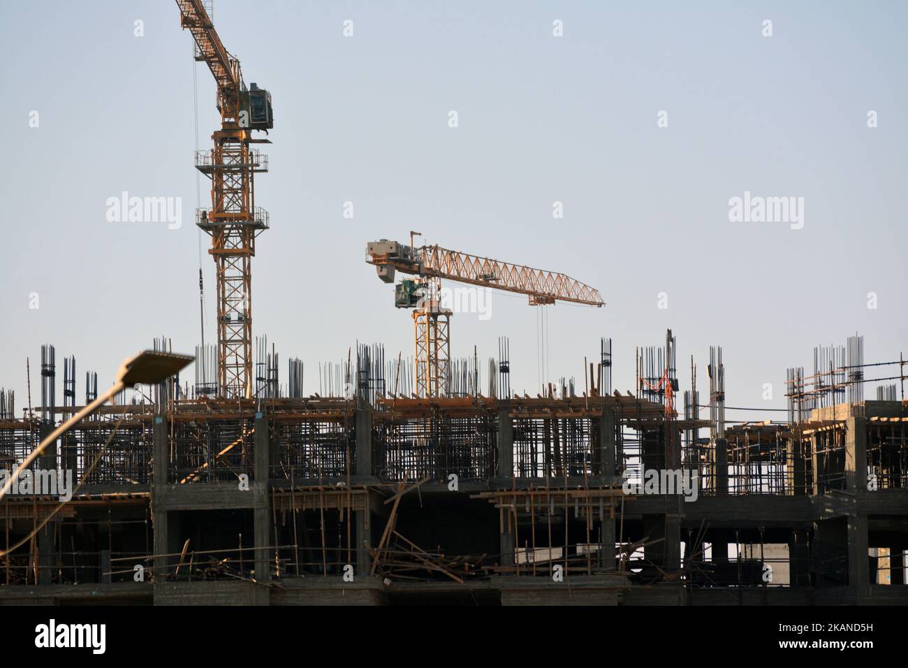 Giza, Egypt, October 16 2022: A construction site of new rise up of new ...