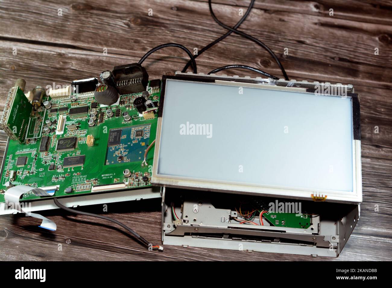 Cairo, Egypt, October 21 2022: the interior of DVD CD car player with ...