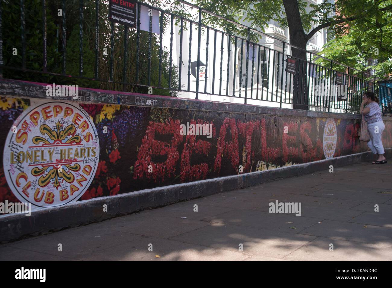 World famous Abbey Road Studios are decorated with Beatles stickers on ...