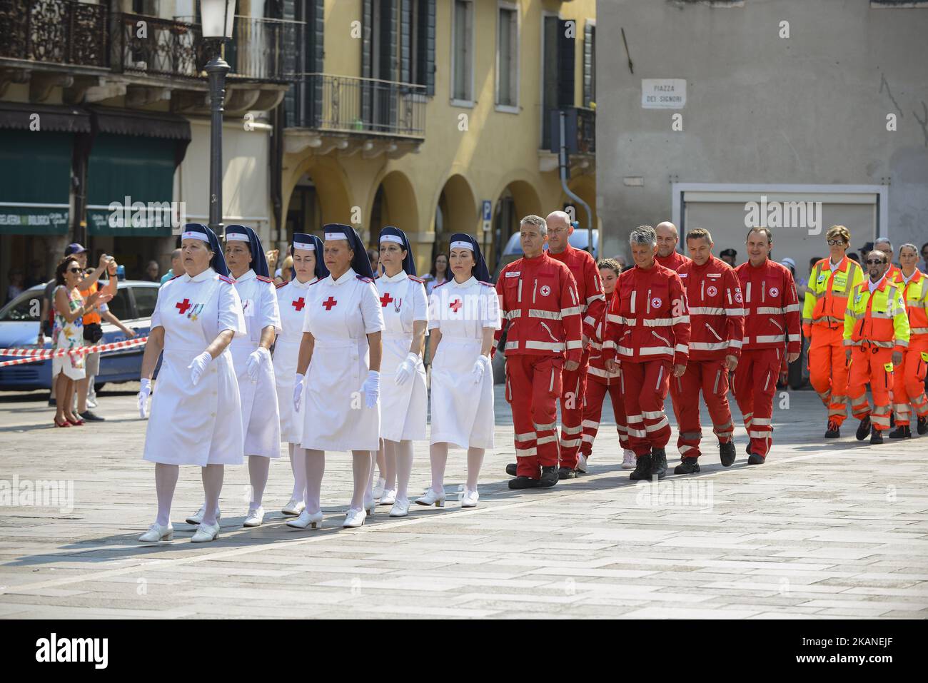 Members of the Italian Red Cross attend the military parade during the ...