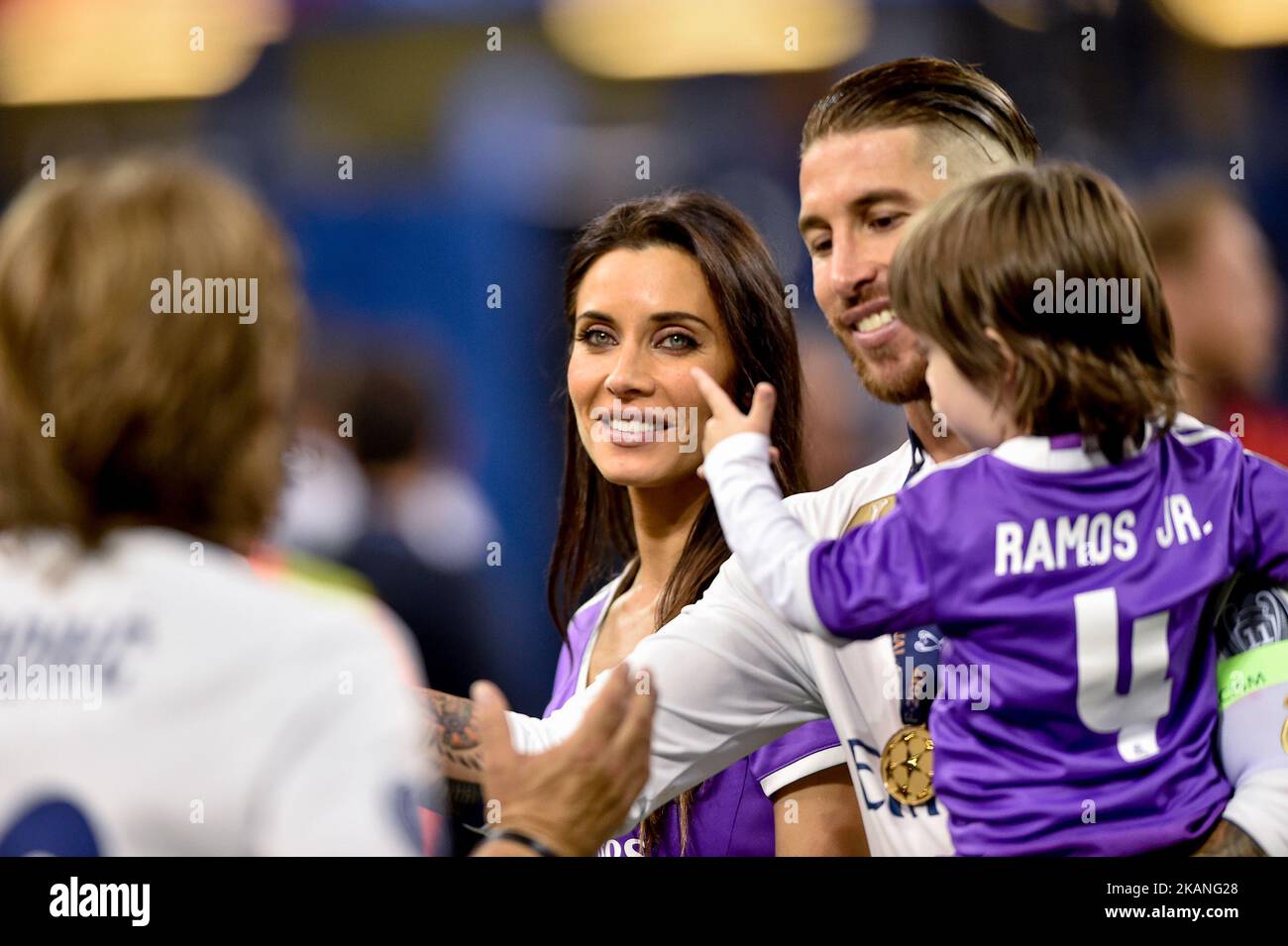 Sergio Ramos of Real Madrid and his wife Pilar Rubio Fernndez after the ...