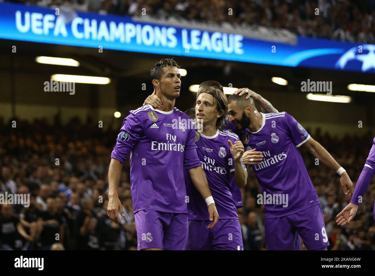 Cristiano Ronaldo, Luka Modric and Karim Benzema of Real Madrid ...