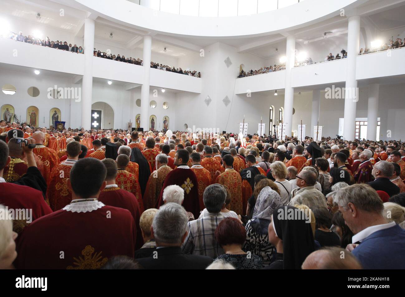 Greek Catholic priests and believers attend the funeral ceremony of ...