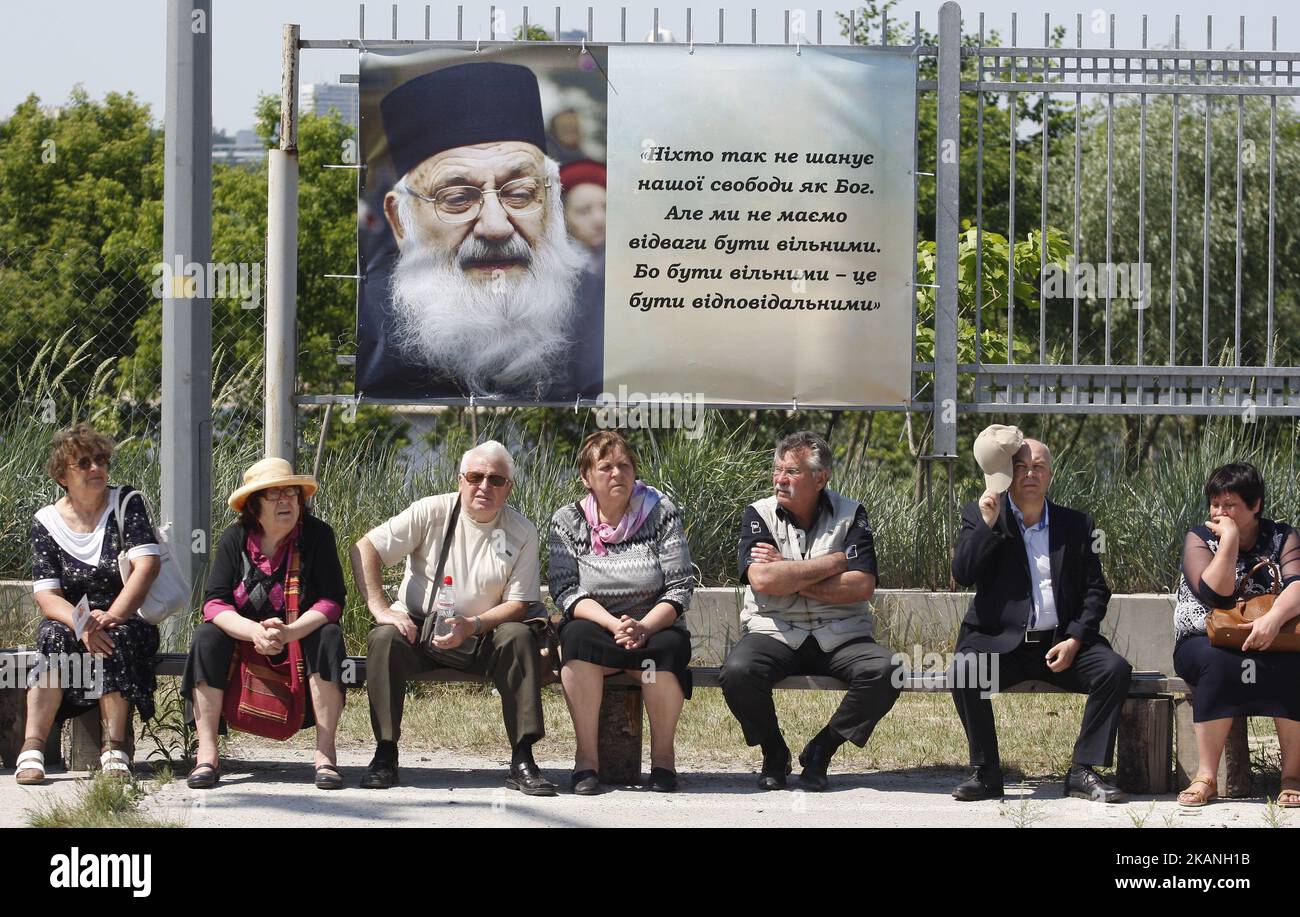 Greek Catholic believers attend the funeral ceremony of Ukrainian ...