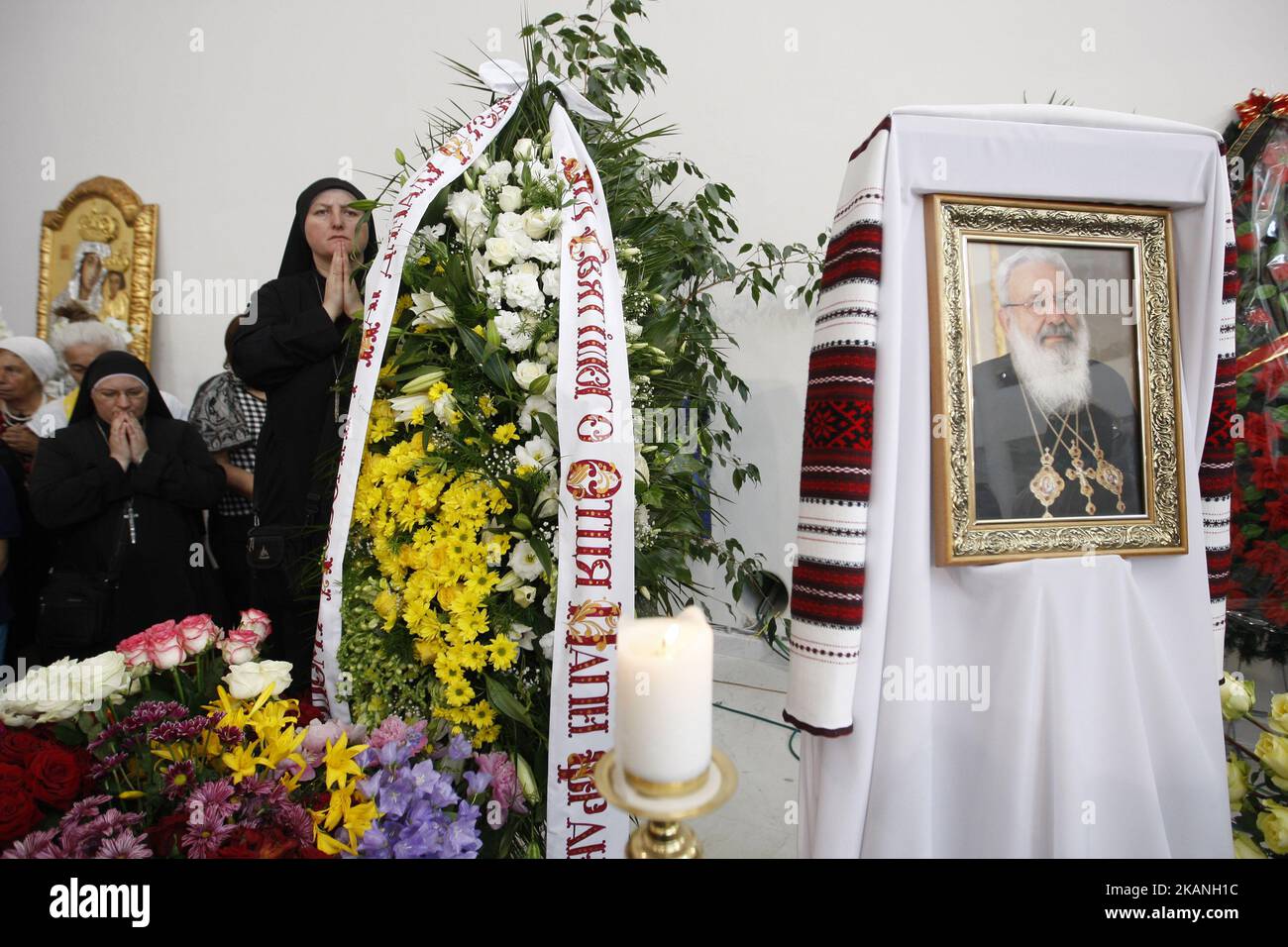 Greek Catholic nuns attend the funeral ceremony of Ukrainian Cardinal ...