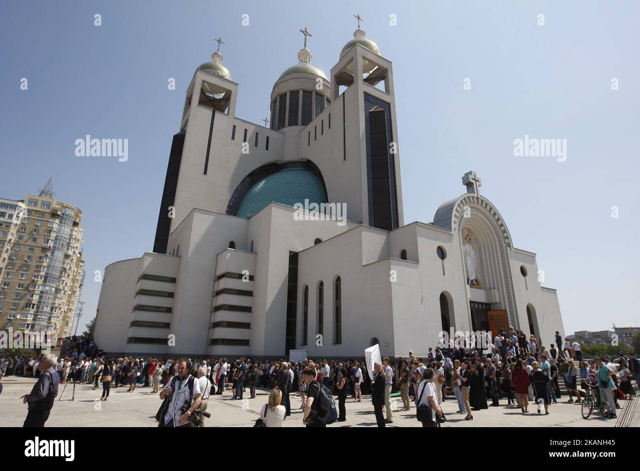 Greek Catholic believers attend the funeral ceremony of Ukrainian ...