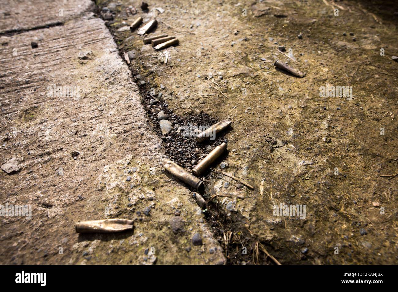 Bullets is seen on the ground after a heavy fight inside the town of ...