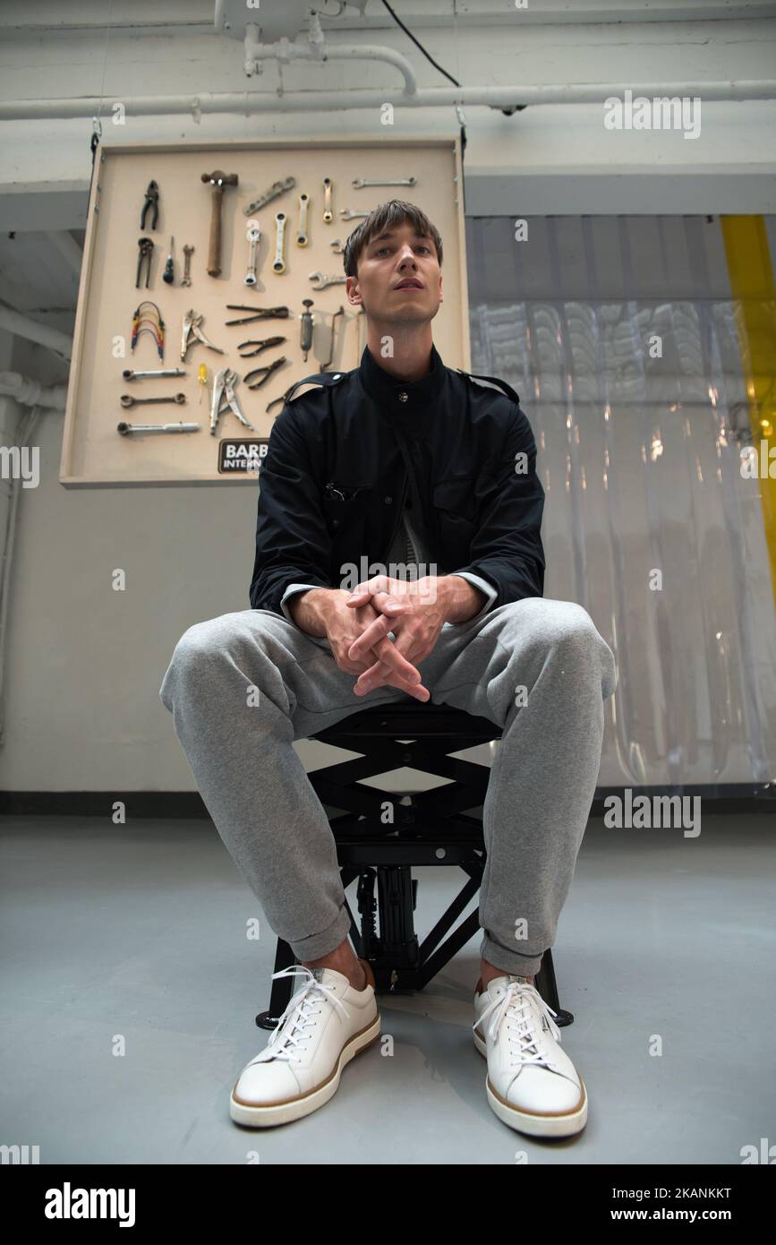 Models showcase designs at the Barbour International presentation ...