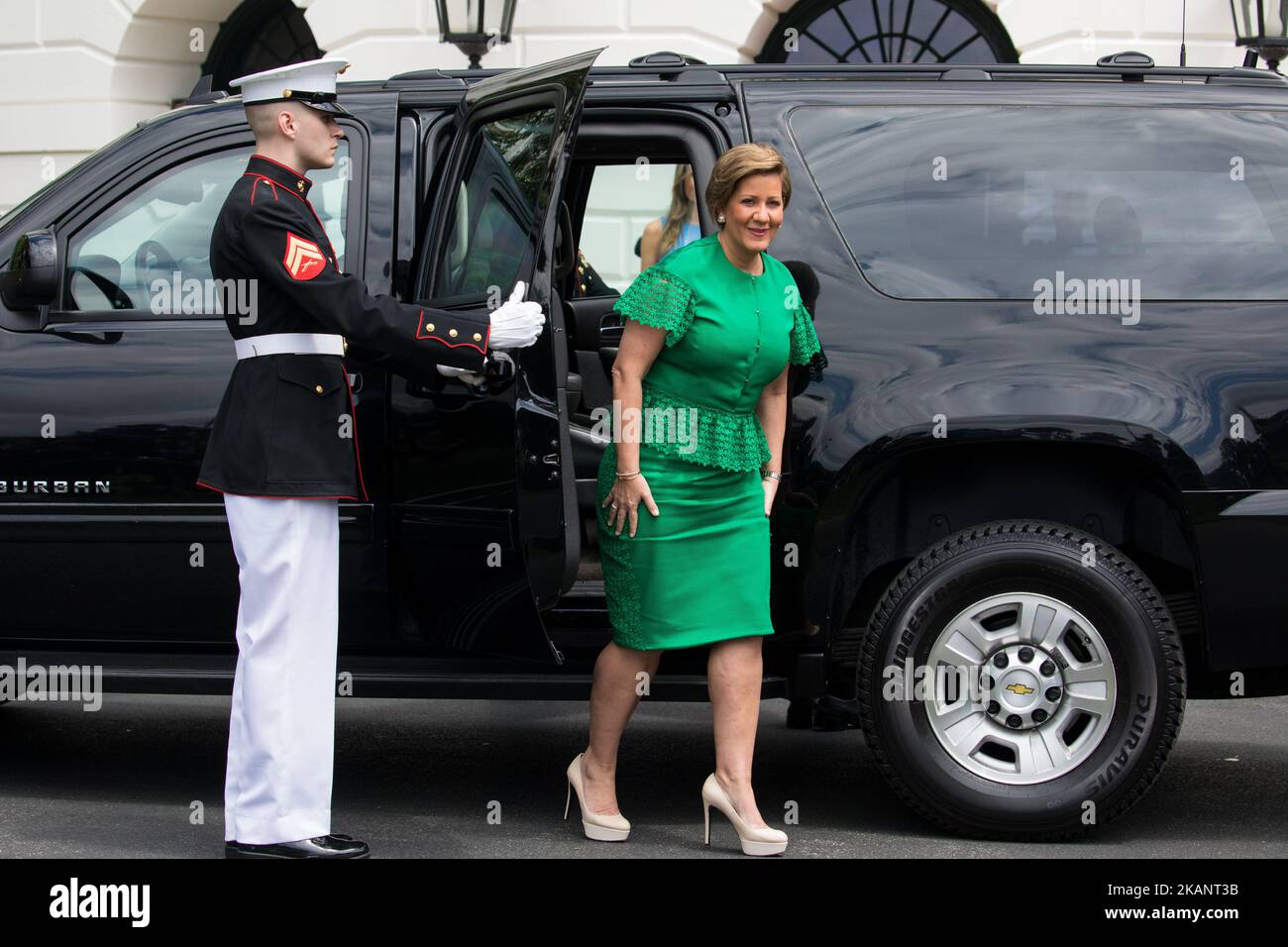 First Lady Lorena Castillo Varela of Panama, exits her car, at the ...