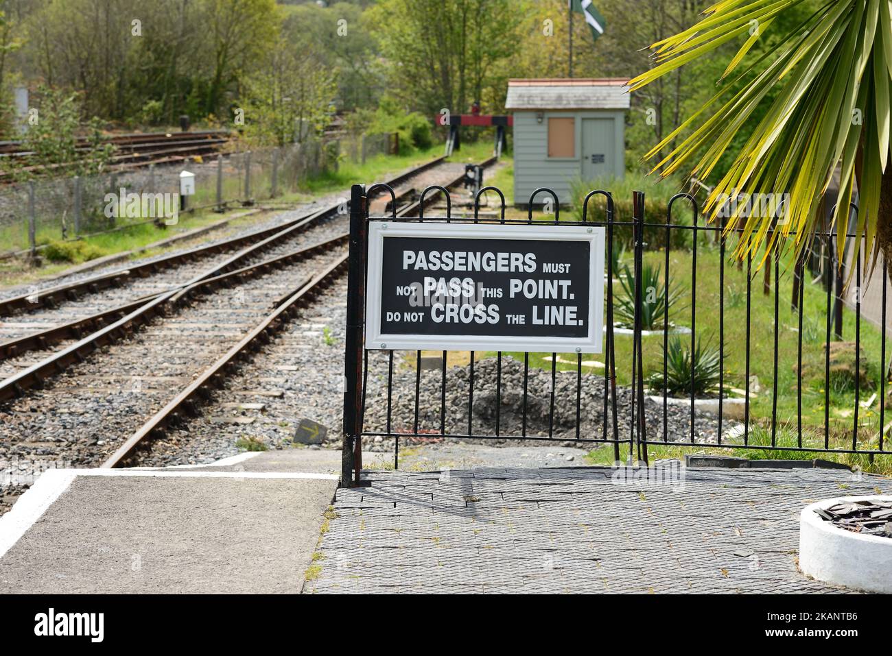 Notice on the end of the platform at Totnes Riverside station on the ...