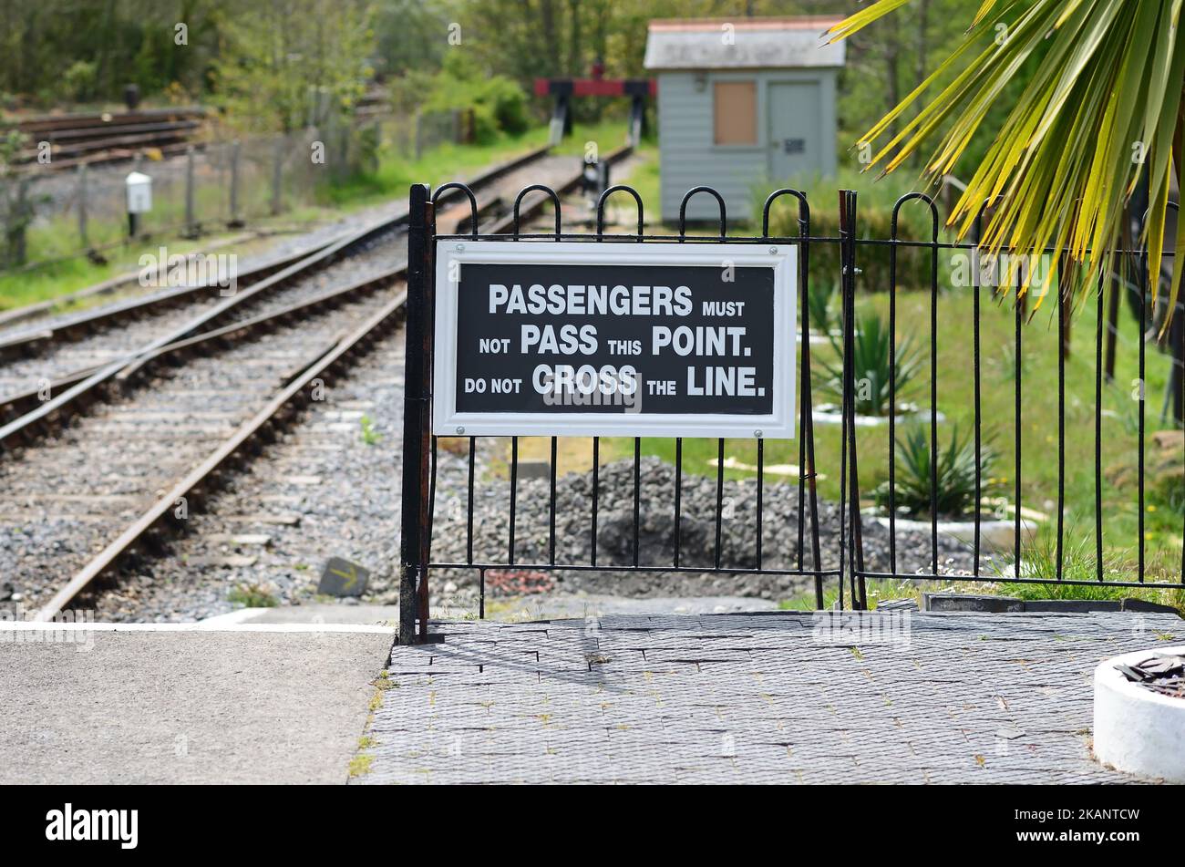 Notice on the end of the platform at Totnes Riverside station on the ...