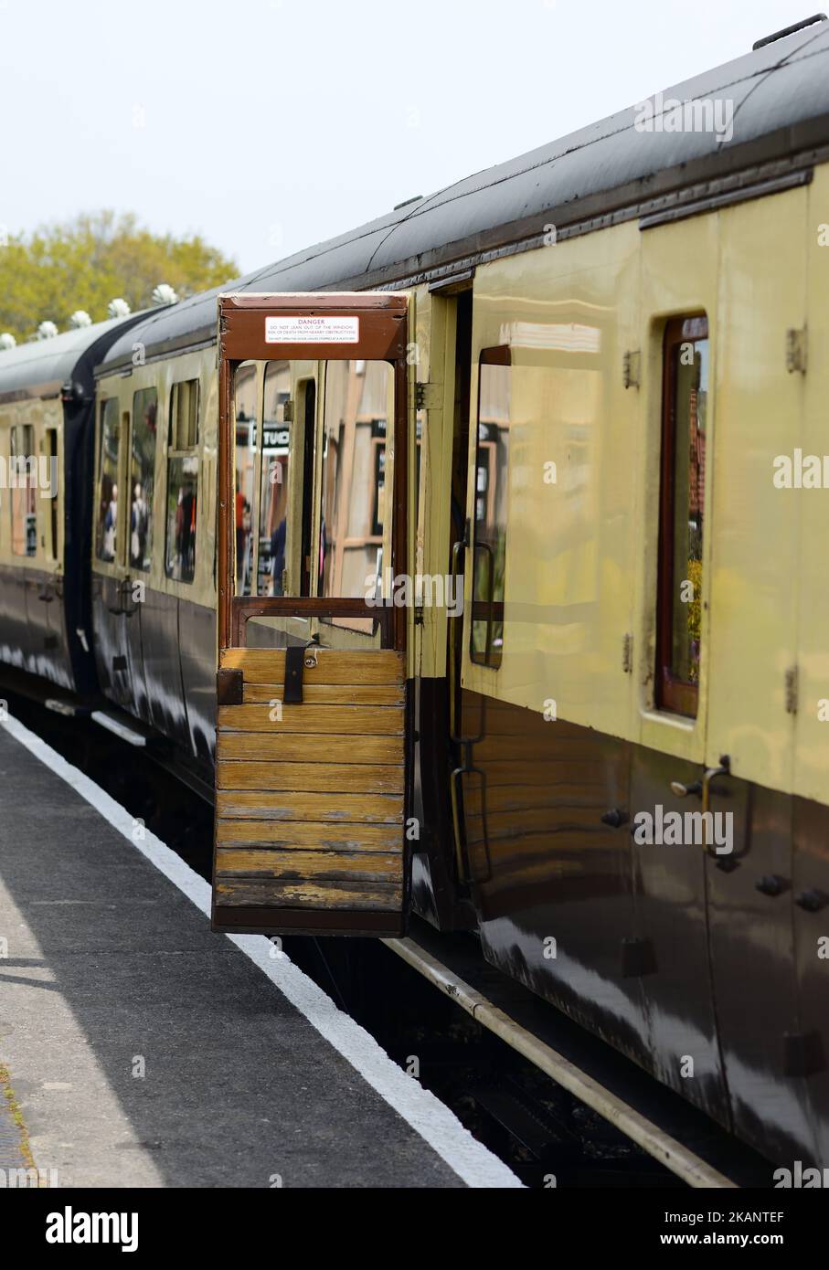 Open carriage door at Totnes Riverside station on the South Devon ...