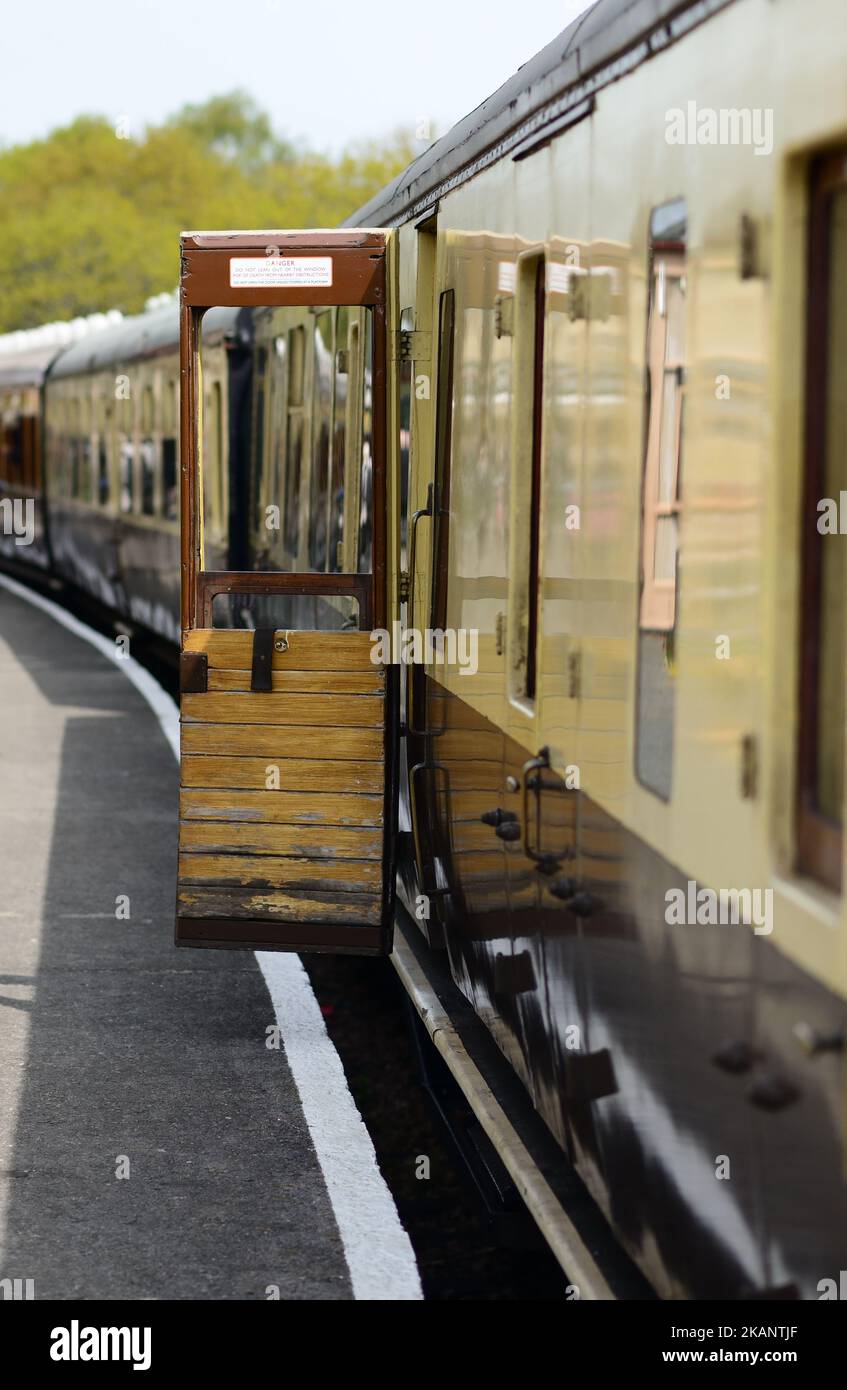 Open carriage door at Totnes Riverside station on the South Devon ...