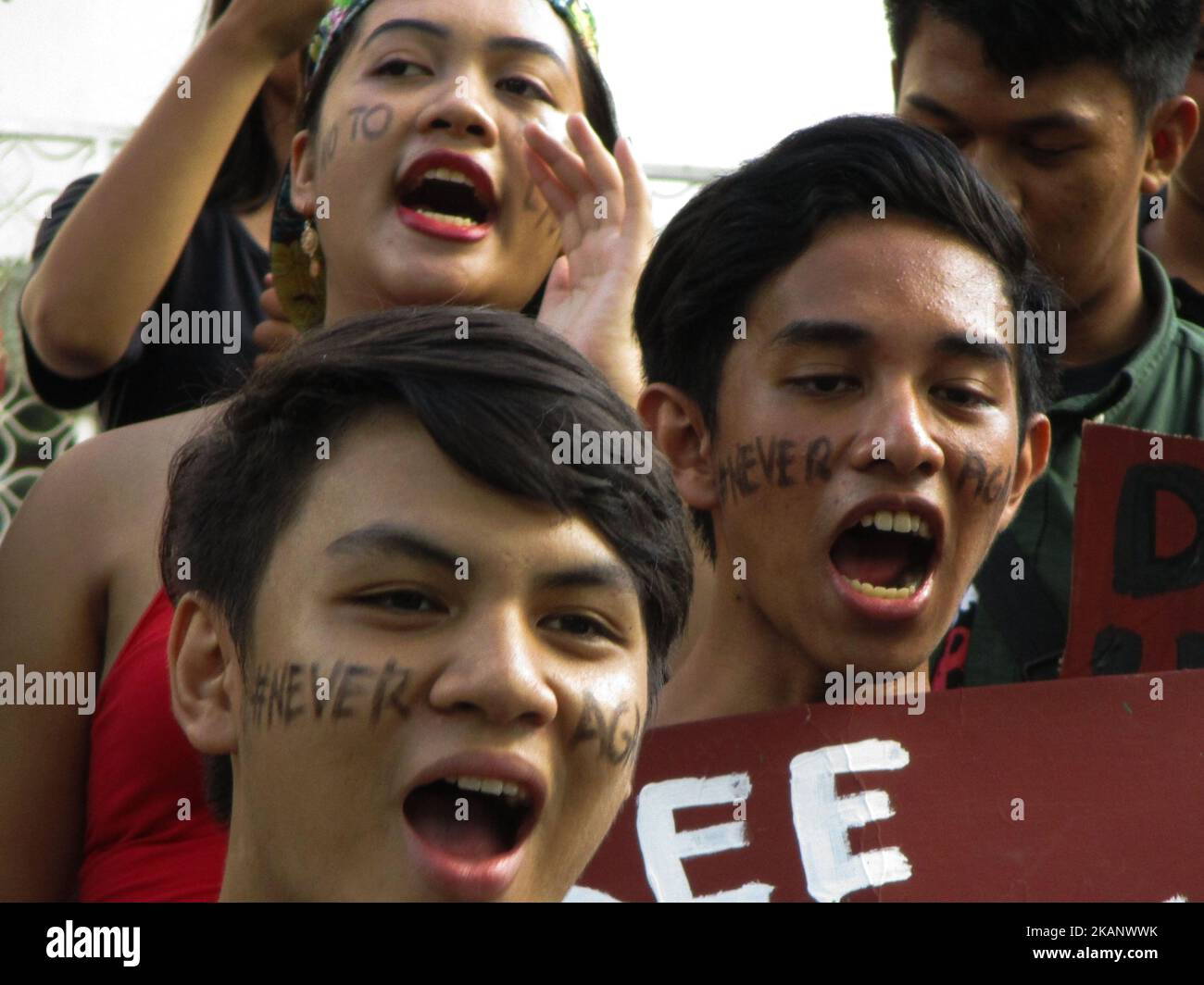 Student activists shout slogans during a rally against Martial Law in ...
