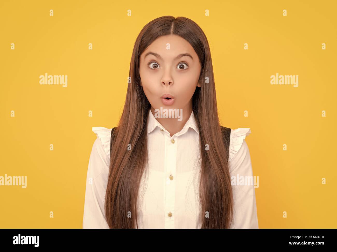 surprised kid face portrait in school uniform expressing emotions ...