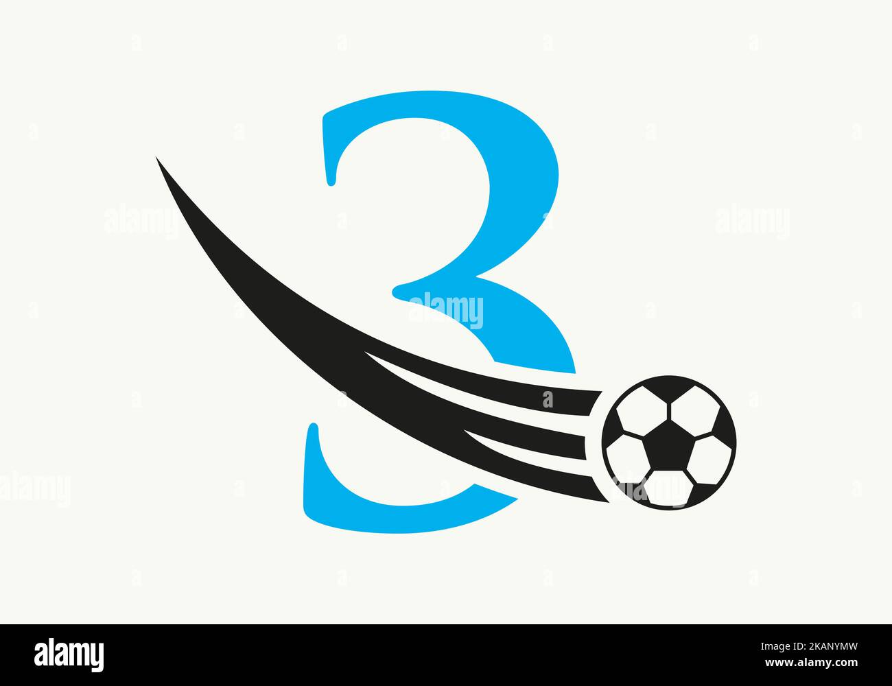 Letter 3 Soccer Football Logo. Soccer Club Symbol Concept Of Football ...