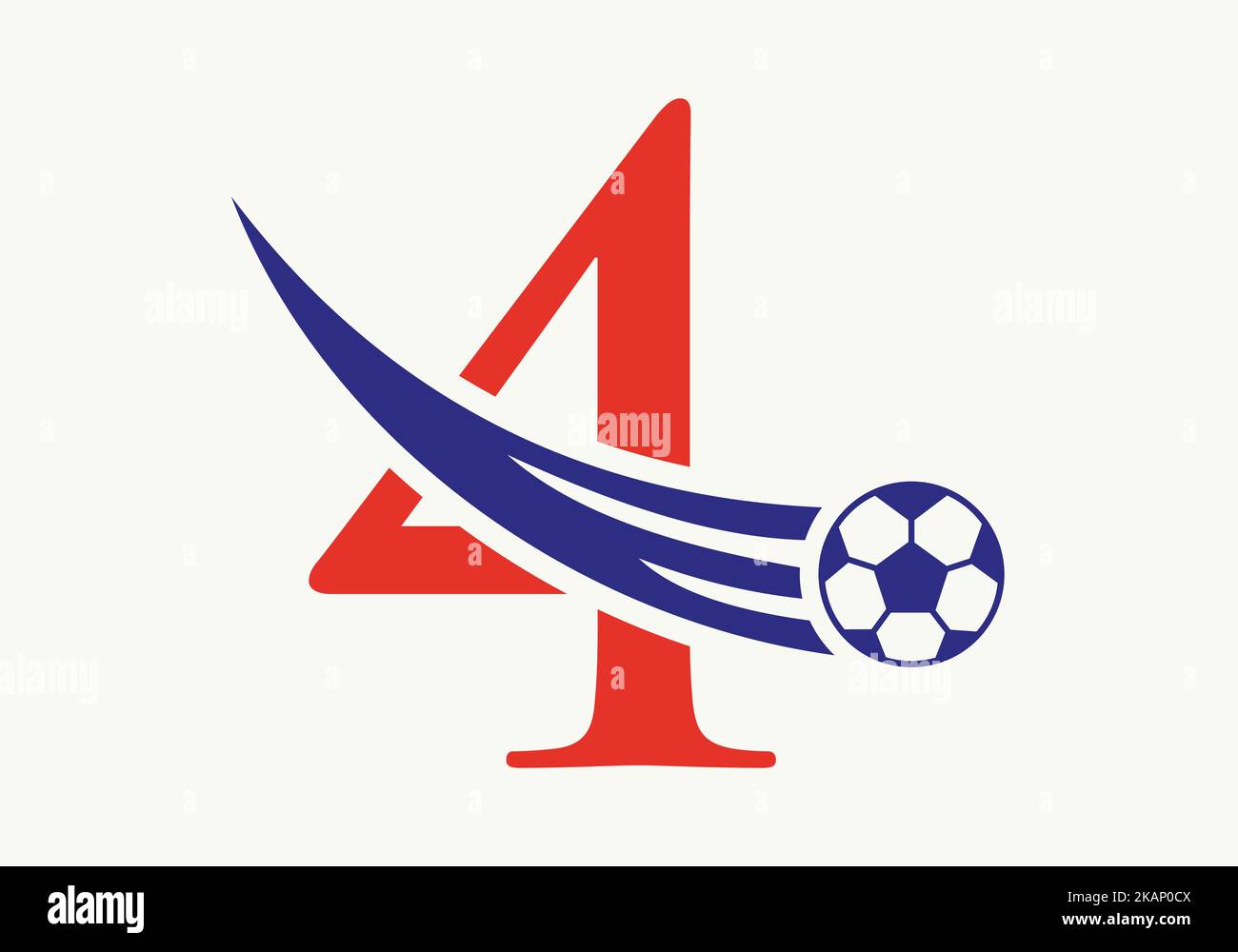 Letter 4 Soccer Football Logo. Soccer Club Symbol Concept Of Football ...