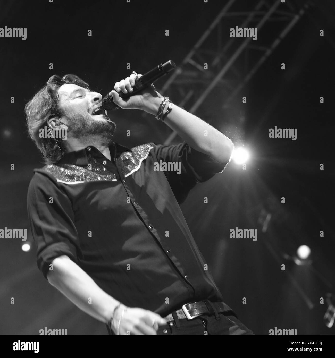 The singer Manuel Carrasco during his concert offered in the palace of ...