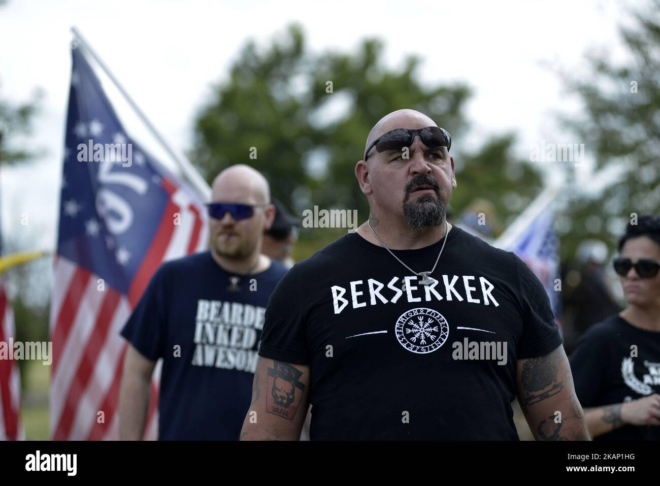 Members of patriotic groups assemble for a patriotic rally at the Civil ...