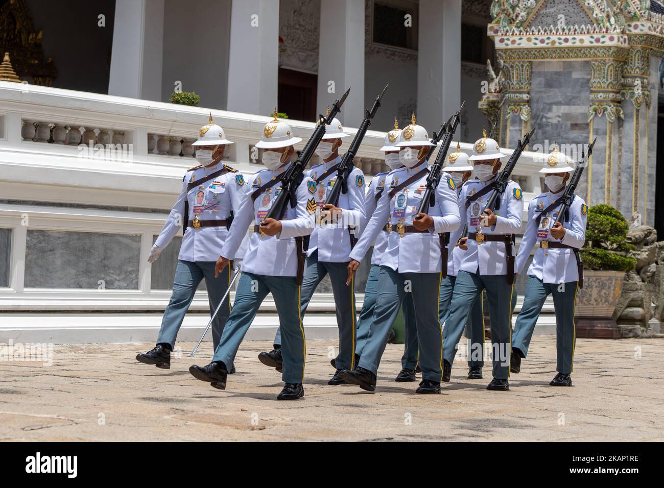 Marching guards in the area of Grand Palace, Bang, Thailand Stock Photo ...