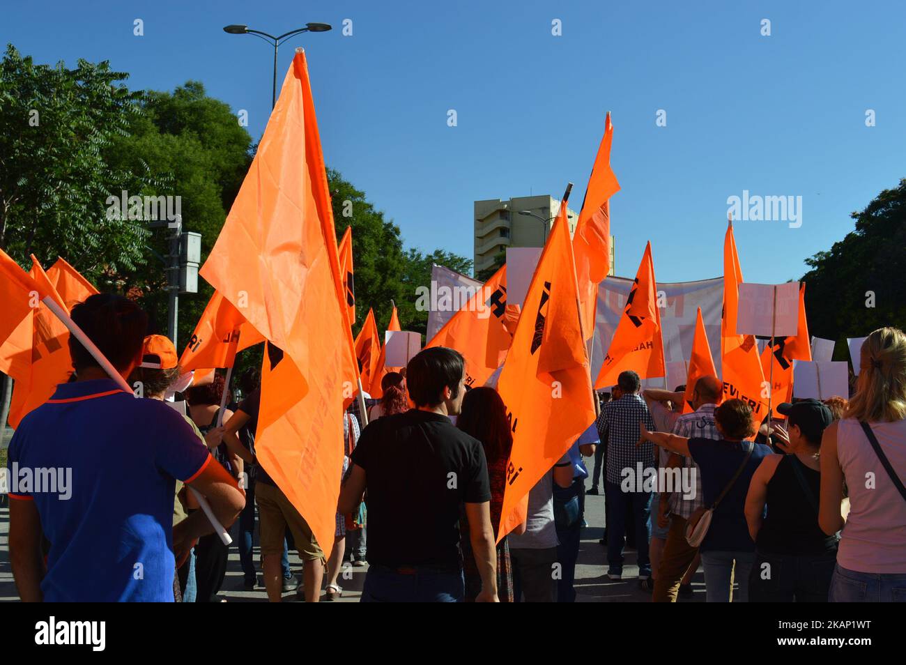 People hold flags during a march to the 24th anniversary of the Sivas ...