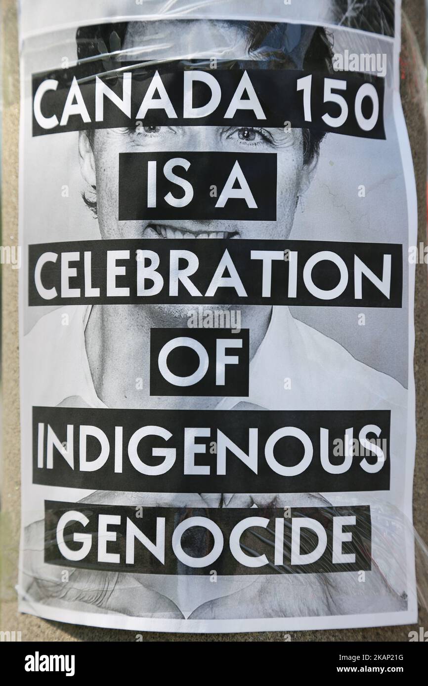 Posters protesting Canada Day and the 150th anniversary of ...