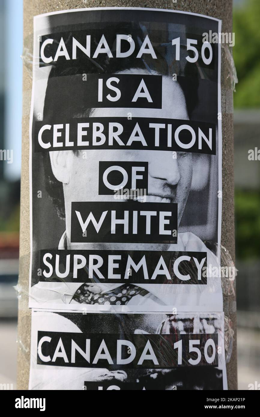 Posters protesting Canada Day and the 150th anniversary of ...