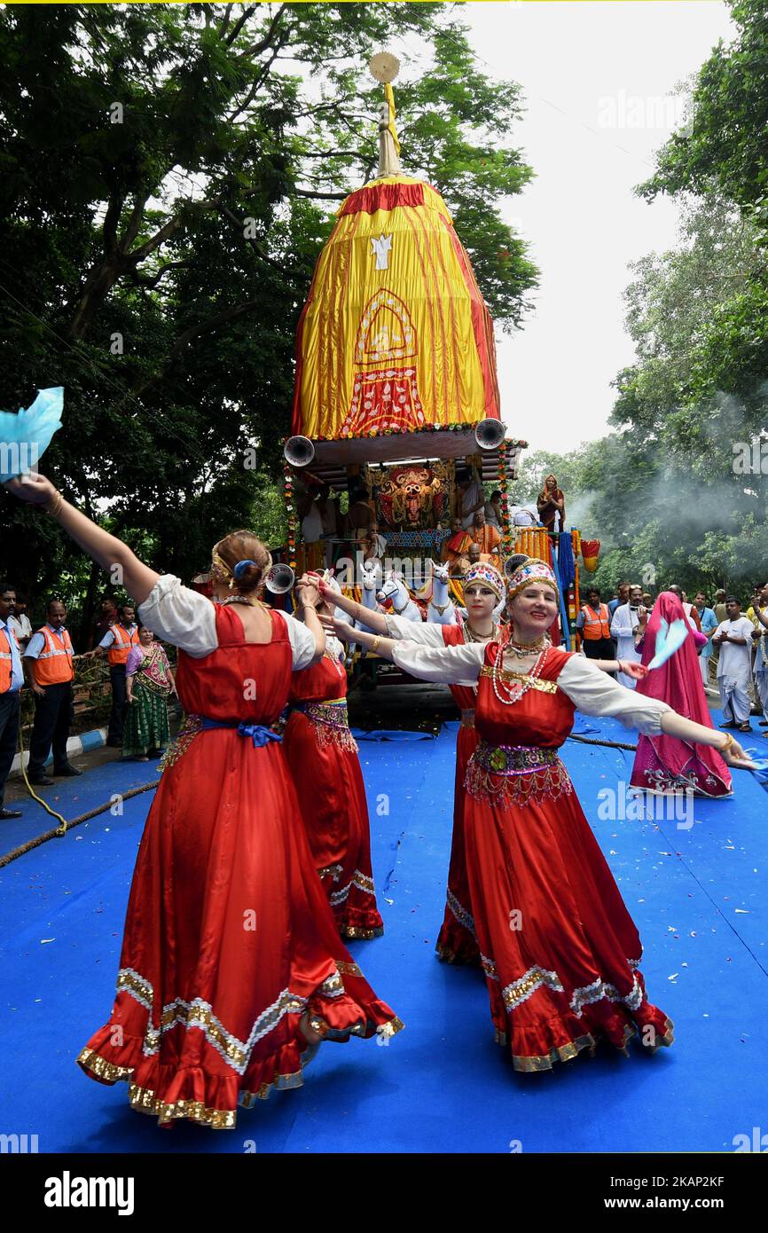 Russian devotees perform Russian flock dances during the ISKON ...