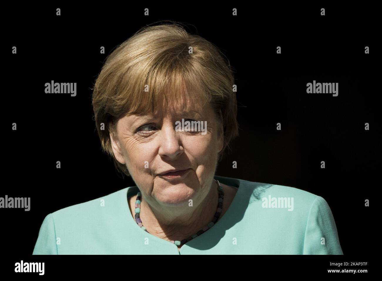 German Chancellor Angela Merkel speaks during the official welcoming ...