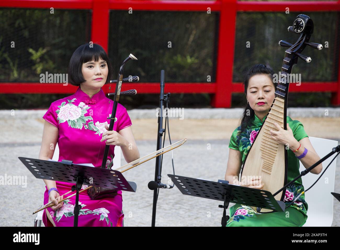 Musicians perform during the official welcoming ceremony for the panda ...