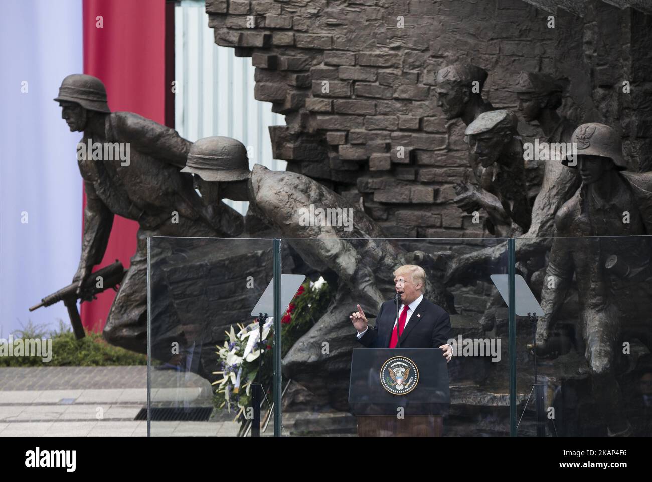 President Donald Trump speech at the monument to the heroes of the 1944 ...