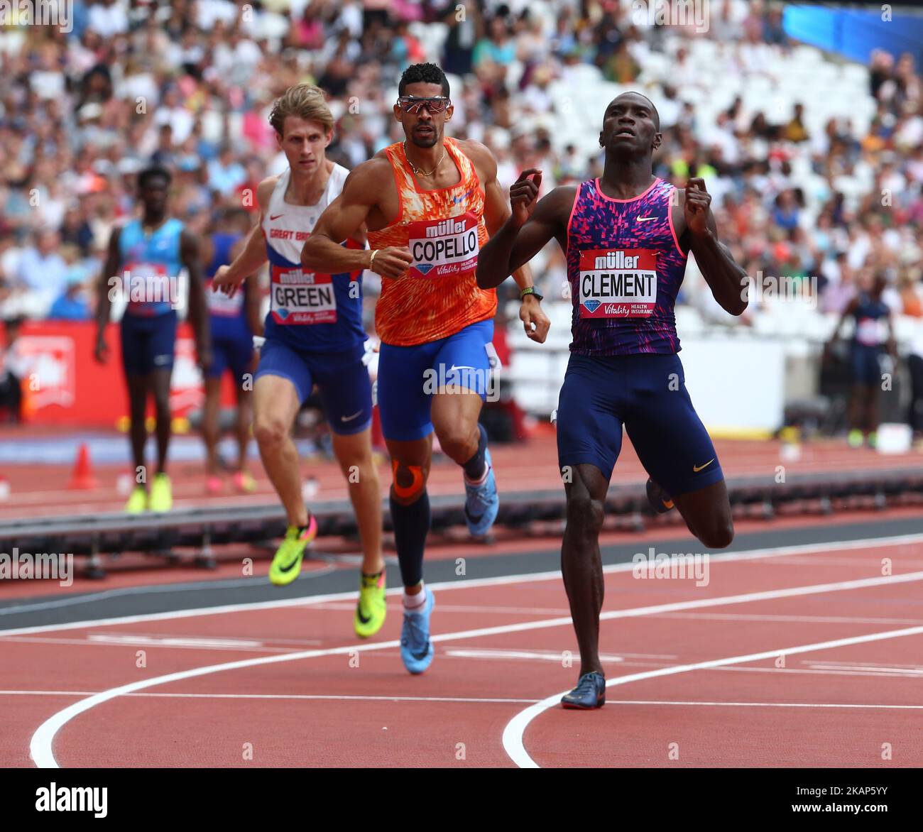 Kerron Clement (USA) in the Men's 400 metres Hurdles during Muller ...