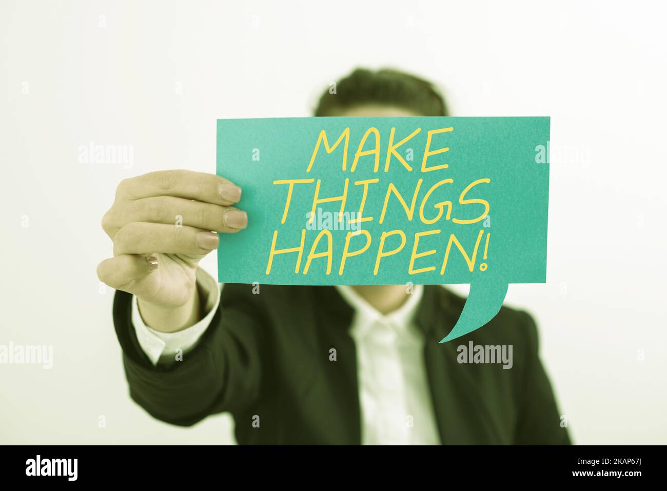Hand writing sign Make Things Happen. Word for inspiration and ...